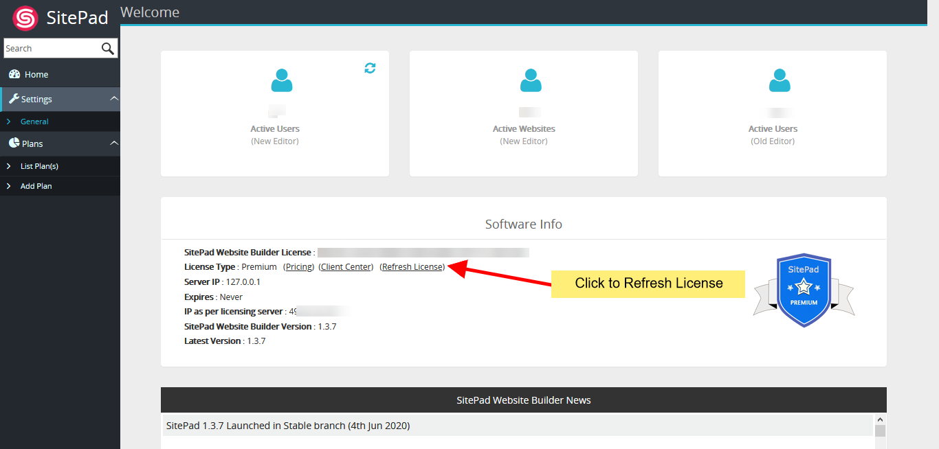 How to Refresh License – SitePad