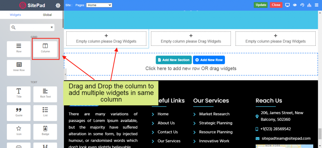 Understanding Rows and Columns – SitePad
